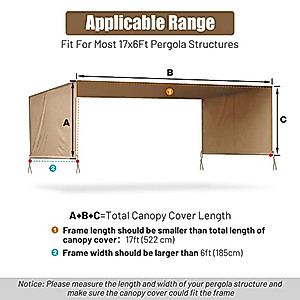 Yescom 17x6.8 Ft Universal Canopy Cover Replacement for 6Ft Curved Pergola Structure Beige