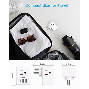 Multi Plug Outlet Extender, Power Strip Non Surge Protector Electric Outlet Splitter with 3 USB Wall Charger (1 USB C), Multiple Outlet Expander for Cruise, Dorm, Travel, Home, Office