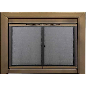 Pleasant Hearth CA-3202 Cahill Fireplace Glass Door, Antique Brass, Large
