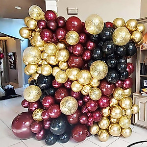 Graduation Decorations Maroon Gold 2024/Burgundy Graduation Party Decorations Burgundy Black Gold Balloons FSU/Class of 2024/Wizard Party Decorations/Burgundy Gold Birthday
