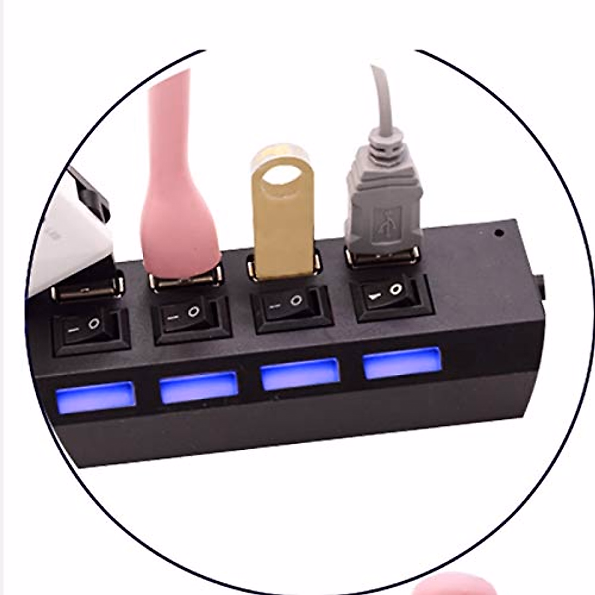 CUJUX USB Power Adapter 7 Port Multiple Expander 2.0 USB Hub with Switch for PC Multi-Interface (Color : Black)