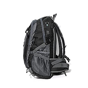 My go bag Premium Hiking Backpack (40 L) For Outdoor Sports, Travel, Camping, Climbing, School - Lightweight Laptop Backpack For Men & Women - Daypack With USB Charging Port & Waist Strap - Black/Gray