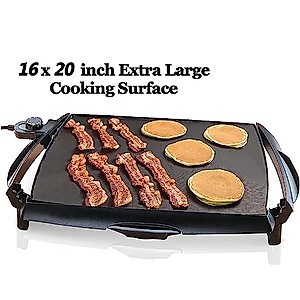 Extra-Large Nonstick Electric Griddle - 16-Slices of French Toast at One Time, Cooking Pancakes, Eggs, Bacon, Easy Cleaning