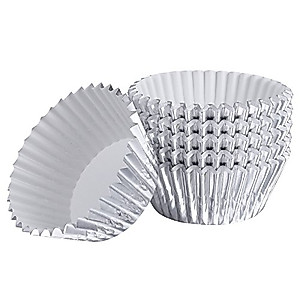 ROSENICE Cupcake Liners Aluminum Foil Cups Cake Muffin Molds for Baking (Silver) - 100 Pieces