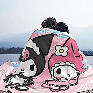 Anime Blanket for Couch Pink Cute Super Soft Throw Blanket for Bed Sofa Kawaii Lightweight Cozy Plush Blanket for Women Girls