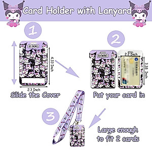 Cartoon Kawaii Set Including Bookmarks Pens Card Holders with Lanyard Sticky Note Ruler Stickers Button Badges Keychain