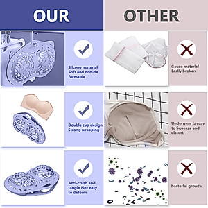 Silicone Bra Washing Bag Anti Deformation Bra Bags for Laundry Flexible Lingerie Bags with Snap Button for Washing Delicates Bra Washer Protector 15 X9.7 Inch Purple Storage Items