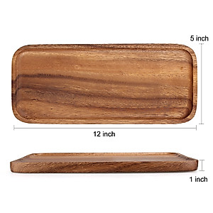 2 Pcs Small Rectangular Wooden Tray Decorative Acacia Wood Appetizer Cheese Plates Small Sandwich Dessert Trays Rectangle Serving Platter for Decor Snacks Plate Food Dish Charcuterie Boards