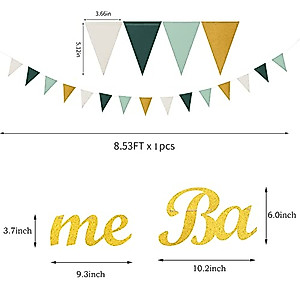 Sage-Green Beige-Gold Baby Shower Party-Decorations - 31pcs Kits Gender Neutral Boy Girl Welcome Baby Banner Flags,Tissue Paper Pom Poms,Tassel Streamers Garland Birthday Decor Panduola