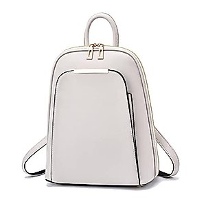 CHEFRU Bag Women Backpack Travel Large Backpack Pu Leather Handbag Schoolbag for Girls Women Bag Female Shoulder Back-Ivory
