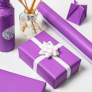 LeZakaa Purple Wrapping Paper Roll - Fluorescent Neon Solid Color Paper for Birthday, Valentine's, Mother's Day, Holiday - 17 inches x 32.8 Feet (47.23 sq.ft.)