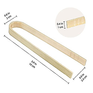 BambooMN 3.9" Mini Bamboo Disposable Tongs - Toast Tongs - 20pcs