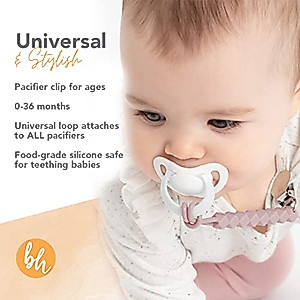 BooginHead Silicone Pacifier Clip Baby Pacifier Holder, 2-Pack, Rose & Cream