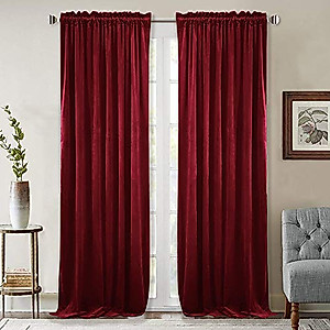 StangH Theater Red Velvet Curtains - Super Soft Velvet Blackout Insulated Curtain Panels 84 inches Length for Living Room Holiday Decorative Drapes for Master Bedroom, W52 x L84, 2 Panels