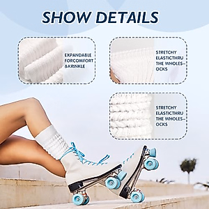 Buauty Women's Slouch Sock 4 Pairs, Scrunch Knee High Slouchy Sock, Scrunchie Boot Knit Socks for Women Girls 80s 90s