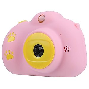 Kids Digital Camera, Cartoon Digital Camera, Mini Toy Camera for Girls Boys Birthday Gifts, with 2.0 Inch IPS Screen, Antilost Rope, Support Multilanguage, Pink (Pink)