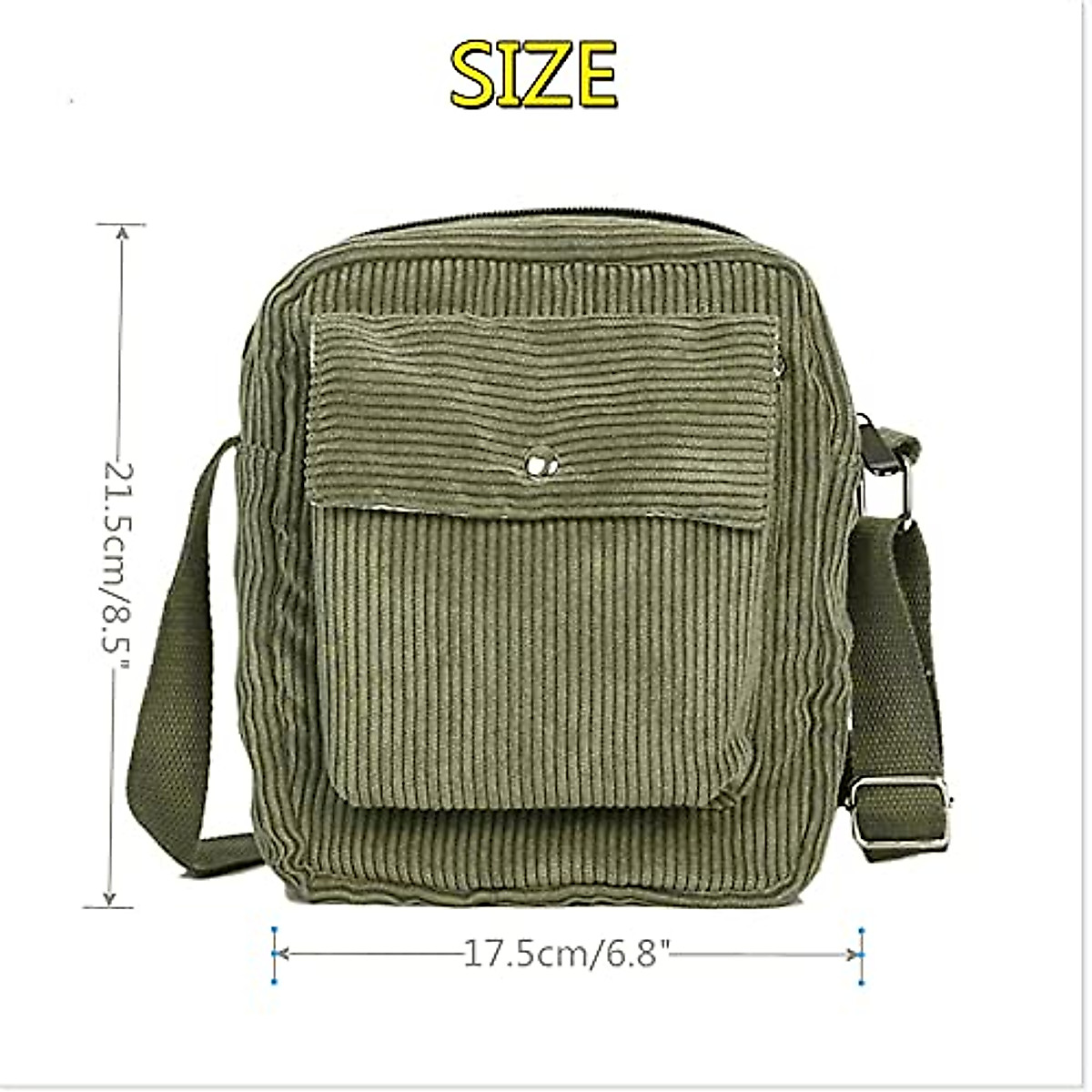 Corduroy Shoulder Tote Bag Women's Crossbody Shoulder Handbags Mini Canvas Handbag Ladies Casual Purse for Women Girl Outdoor Travel（Green）