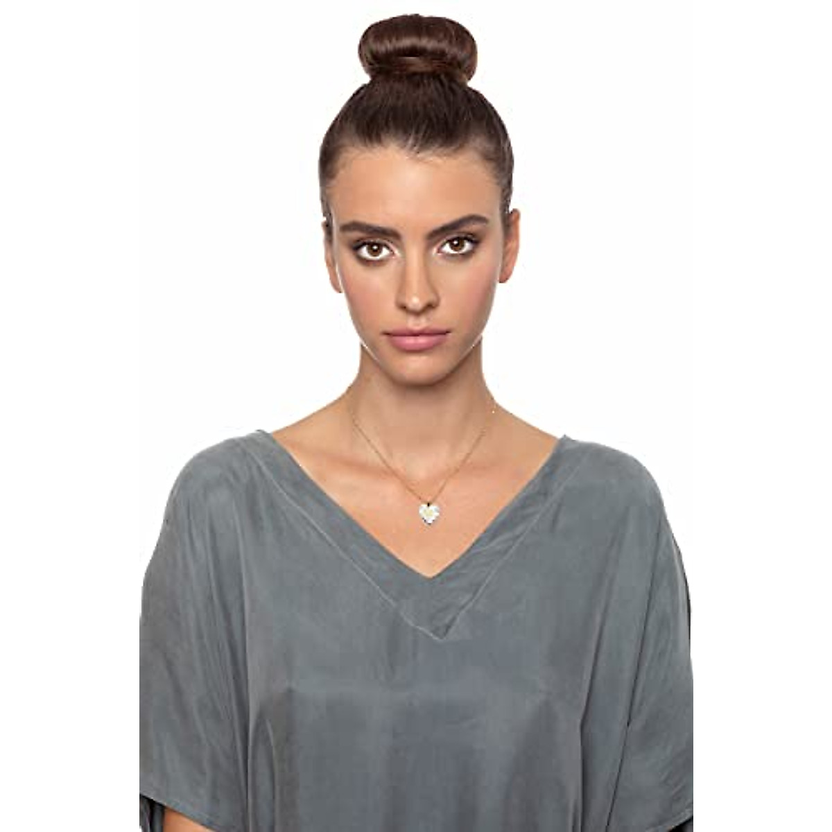 Best Mom Heart Necklace for Mother's Inscribed in 24k Gold with Rose Flower on Crystal Cubic Zirconia Heart-Shaped Romantic Pendant for Her, 18" Chain