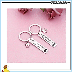 FEELMEM Dog Lover Gift Rottweiler Lover Gift Best Rottweiler Mom/Dad Ever Keychain Set Fur Mama Mom of Dogs Jewelry Dog Father Dad Owner Pet Doggo Keyring Gift (Best Rottweiler mom/DAD)