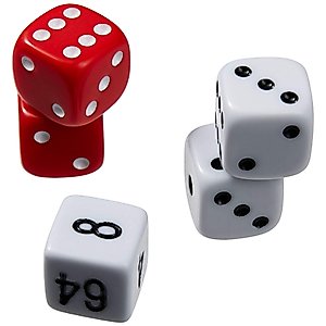 Backgammon Checkers Set 1 1/4" | Red and White | Also Includes Four Dice and Doubling Cube | for Supplement or Replacement of Lost Checkers/Stones/Game Pieces