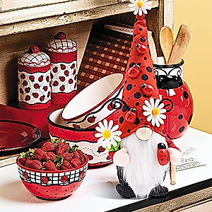 Upltowtme Ladybug Gnomes Ladybug Kitchen Tiered Tray Decor Ladybird Gnomes Plush Swedish Tomte Scandinavian Figurine Spring Summer Farmhouse Household Ornament