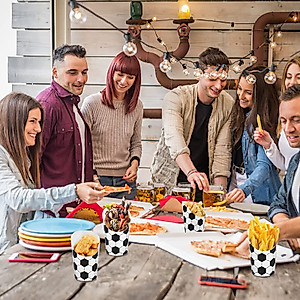 100 Pieces Charcuterie Cups 14 Oz Soccer Theme French Fries Holder Kraft Paper Snack Cups Disposable Popcorn Paper Container Food Trays Take Out Party Baking Waffle Paper for Wedding Birthday Party