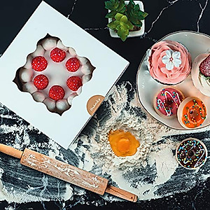 Moretoes 30pcs Bakery Boxes 6x6x3 Inches White Cookie Box with Window for Small Pie, Strawberry, Cupcake and Pastry