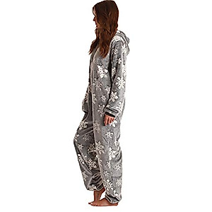 Just Love Ladies Embossed Plush Adult Onesie 6889-10540-GRY-M
