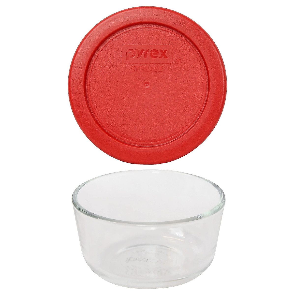 Pyrex (1 7202 Glass Bowl & (1) 7202-PC Poppy Red Lid Made in the USA