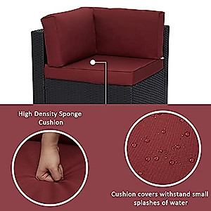 kinbor Outdoor Patio Set 7 Piece Deck Furniture Sectional Conversation Patio Furniture with Coffee Table for Deck Balcony