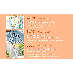 WANGTA Toothbrush 4pcs, Twice as Wide as Regular Brush Head, Wide Toothbrush, Long Brush Head, More Comfortable and Easier Brushing (White Brush)