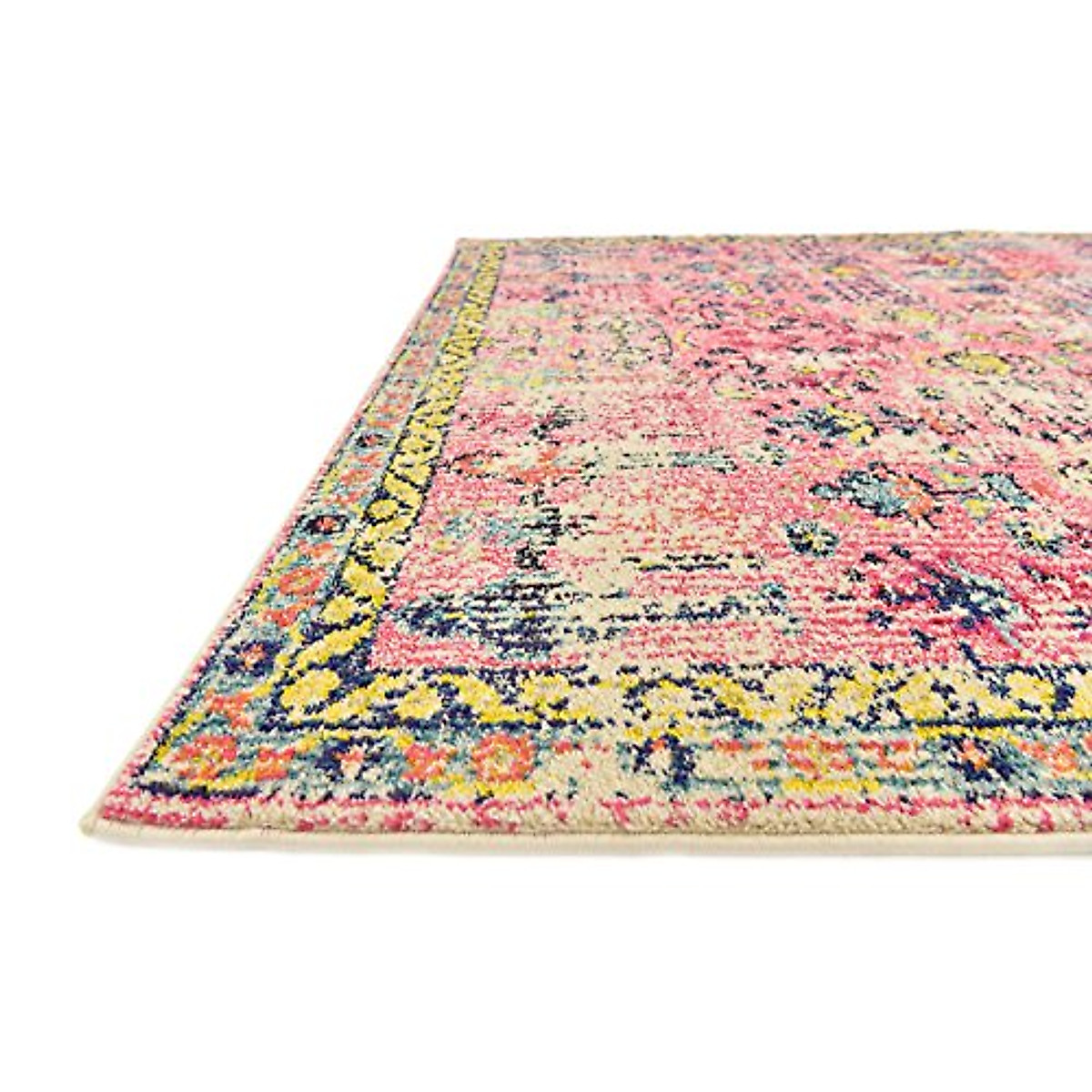 Unique Loom Monterey Collection Vintage Bohemian Inspired with Distressed Tribal Design Area Rug (5' 0 x 8' 0 Rectangular, Pink/ Yellow)