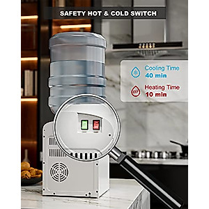 UMOMO Top Loading Water Cooler Dispenser, Countertop Water Cooler Dispenser, Holds 3 or 5 Gallon Bottle, Hot & Cold Water, for Home and Office Use, White(Water Bottle NOT Included)