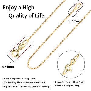 Jewlpire 18k Over Gold Chain Necklace for Women, 1.2mm Cable Chain Gold Chain Sturdy & Shiny Women's Chain Necklaces, 17 Inches