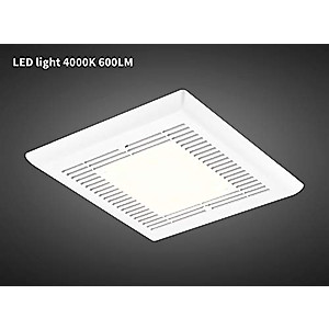 Tech Drive Bathroom fan with light 80 CFM, 2.0Sone No Attic access Needed Installation,Very Quiet Ventilation and Exhaust Fan With LED light 4000K 600LM