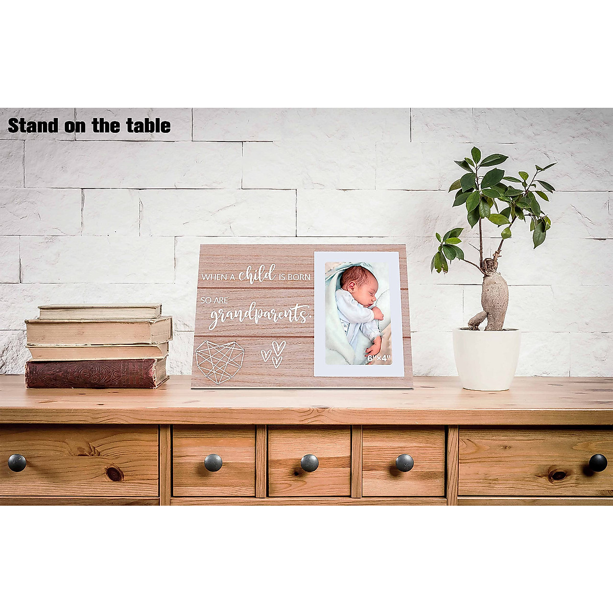 New Grandparents Gift-New Grandma Grandpa Gift-Pregnancy Announcement Gift-When A Child Is Born,So Are Grandparents-Get Promoted to Grandparents-Wood Picture Frame Photo Frame for 6''×4'' Photo