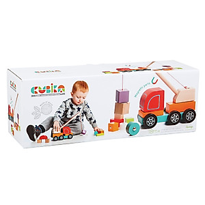 Cubika 13982 - Wooden Crane Truck, Children's Construction Playset. More 3 Years