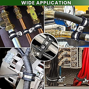 Brexxty 52 PCS Cable Clamps Assortment kit—304 Stainless Steel Wire Clamps of 6 Sizes—1/4" 5/16" 3/8" 1/2" 5/8" 3/4"—To Bundle, Clamp, & Protect Wires, Pipes, & Cables