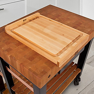 John Boos Block KNEB24S Maple Wood Countertop Reversible Edge Grain Cutting Board with Gravy Groove, 23.75 Inches x 23.75 Inches x 1.25 Inches
