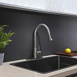 VESLA HOME High Arc Single Handle Brushed Nickel Kitchen Faucet with Pull Down Sprayer,Single Lever Stainless Steel Kitchen Sink Faucets,Commercial Modern Pullout Faucet for Kitchen Sink