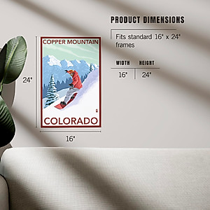 Lantern Press 16x24 Inch Giclee Art Print Wall Decor, Copper Mountain, Colorado, Downhill Snowboarder