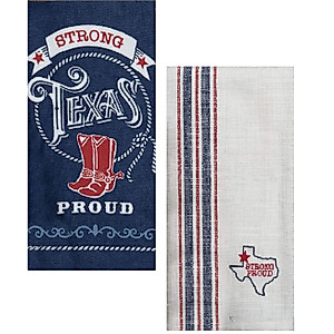 Kay Dee Design Designs Texas Pride Set of 3 Tea Towels | Texas Strong Theme | Texas Dish Towels | Souvenir or Gift Idea | Deep in The Heart of Texas, Blue