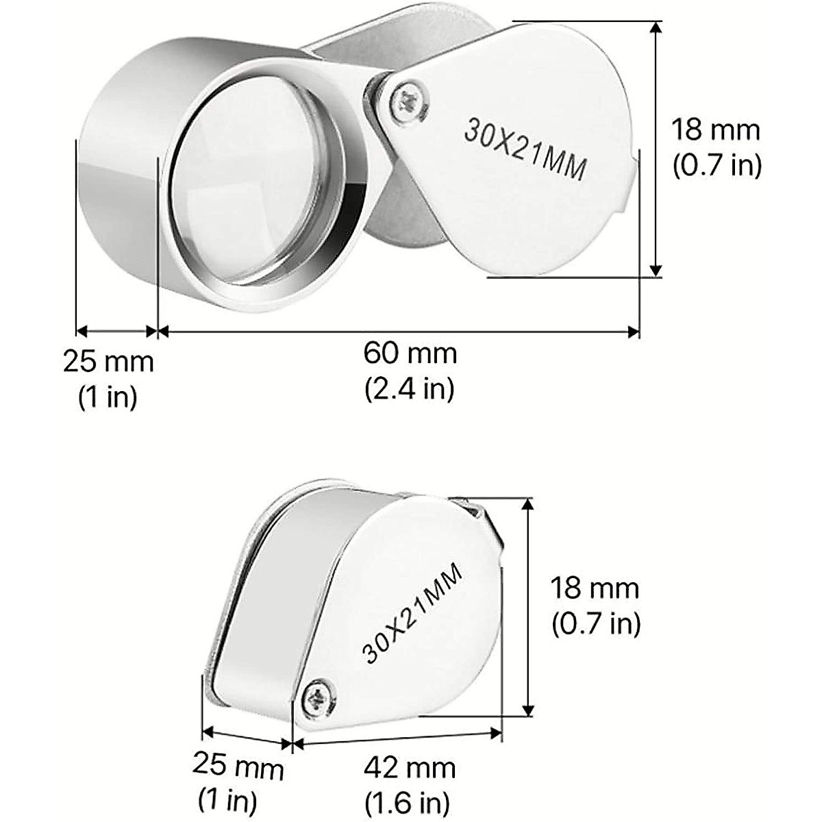 KINGMAS Pocket Jewelry Loupe 30x 21mm Jewelers Eye Magnifying Glass Magnifier