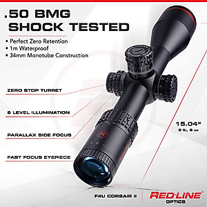 Red-Line Optics F4U Corsair II BATTLE TESTED IN ACTIVE COMBAT! 5-30x56 MRAD, FFP Illuminated Hunting, Tactical, Long-Range, Competition Scope Designed in America, Based in Washington State (Black Red)