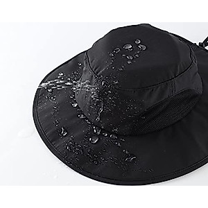 Home Prefer UPF50+ Mens Sun Hat Wide Brim Fishing Hat UV Protection Hat Portable Gardening Bucket Hat Black