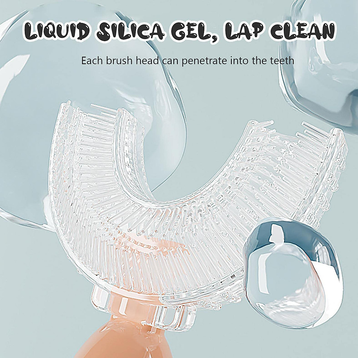 AUUI 1 Pieces Mini U-Shaped Manual Toothbrush,Kids Toothbrushes with 360°Cleaning Whitening & Food Grade Silicone Toothbrush,Soft Brush Heads,Dolphin Cartoon Handle,Special Design for 8-12 Years