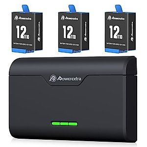 Powerextra Hero 12/11/10/9 Battery 3-Pack(2250mAh) and 3-Channel USB Storage Quick Charger for Gopro Hero 12 Gopro Hero 11 Hero 10 Hero 9 Black Compatible with Gopro Hero 9/10/11 Battery and Charger