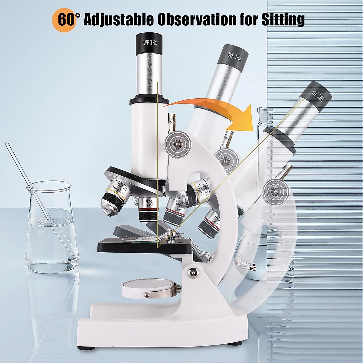 Poothoh Microscope for Adults Kids 40-2000X Magnification Compound Microscope with Microscope Slides Fill Light,Suitable for Children Students Home School Laboratory Microscope kit