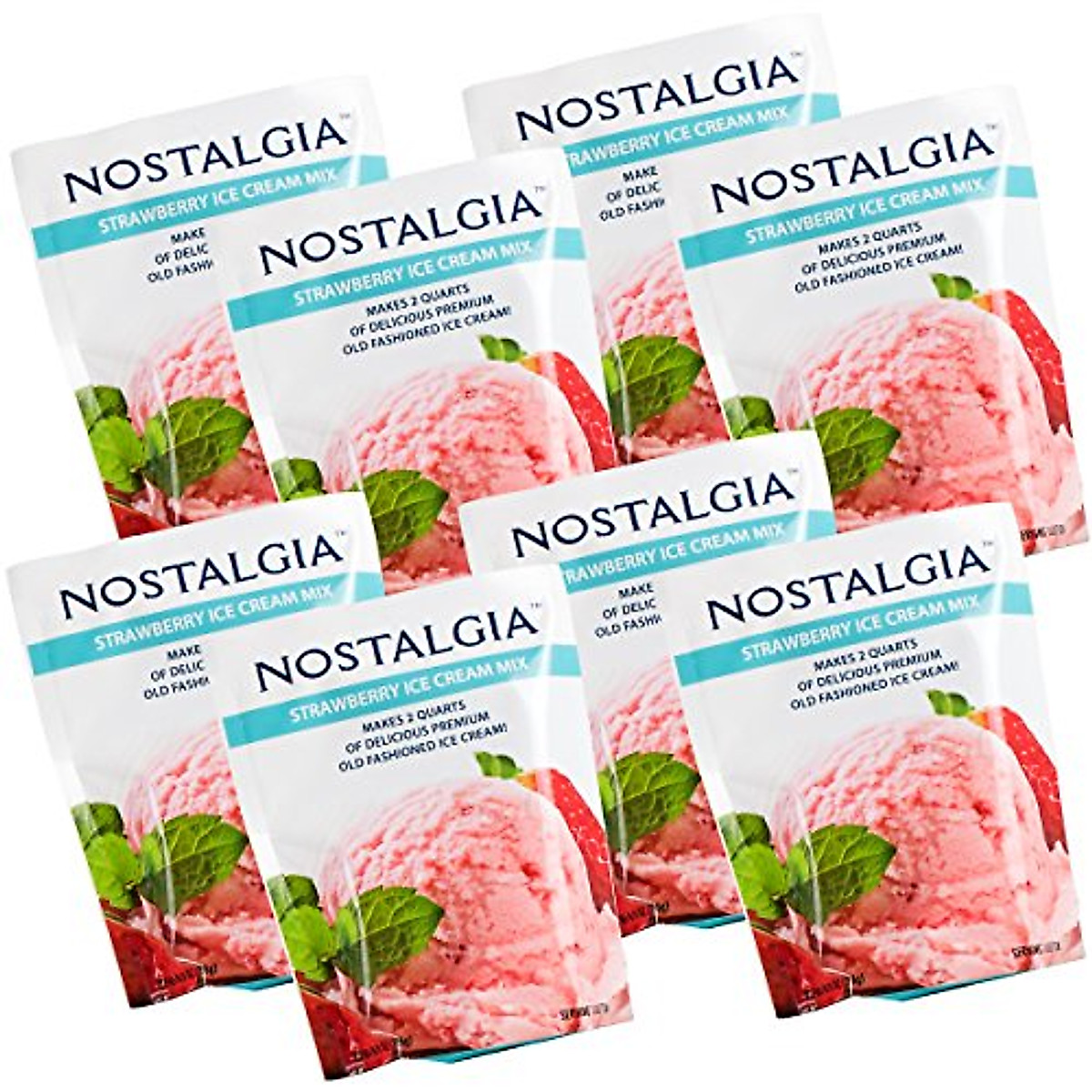 Nostalgia ICP825STRAW8PK Premium Strawberry Ice Cream Mix, 8 (8-Ounce) Packs, Makes 16 Quarts Total