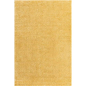 Unique Loom Solo Collection Solid, Plush, Kids, Modern Area Rug, 5 ft x 7 ft 7 in, Yellow